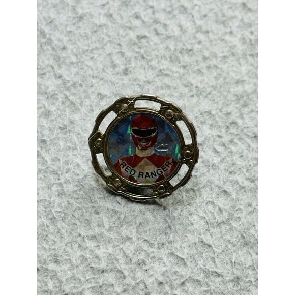 Toys | Vintage Bandai Power Rangers Metal Red Ranger Button Hologram ...